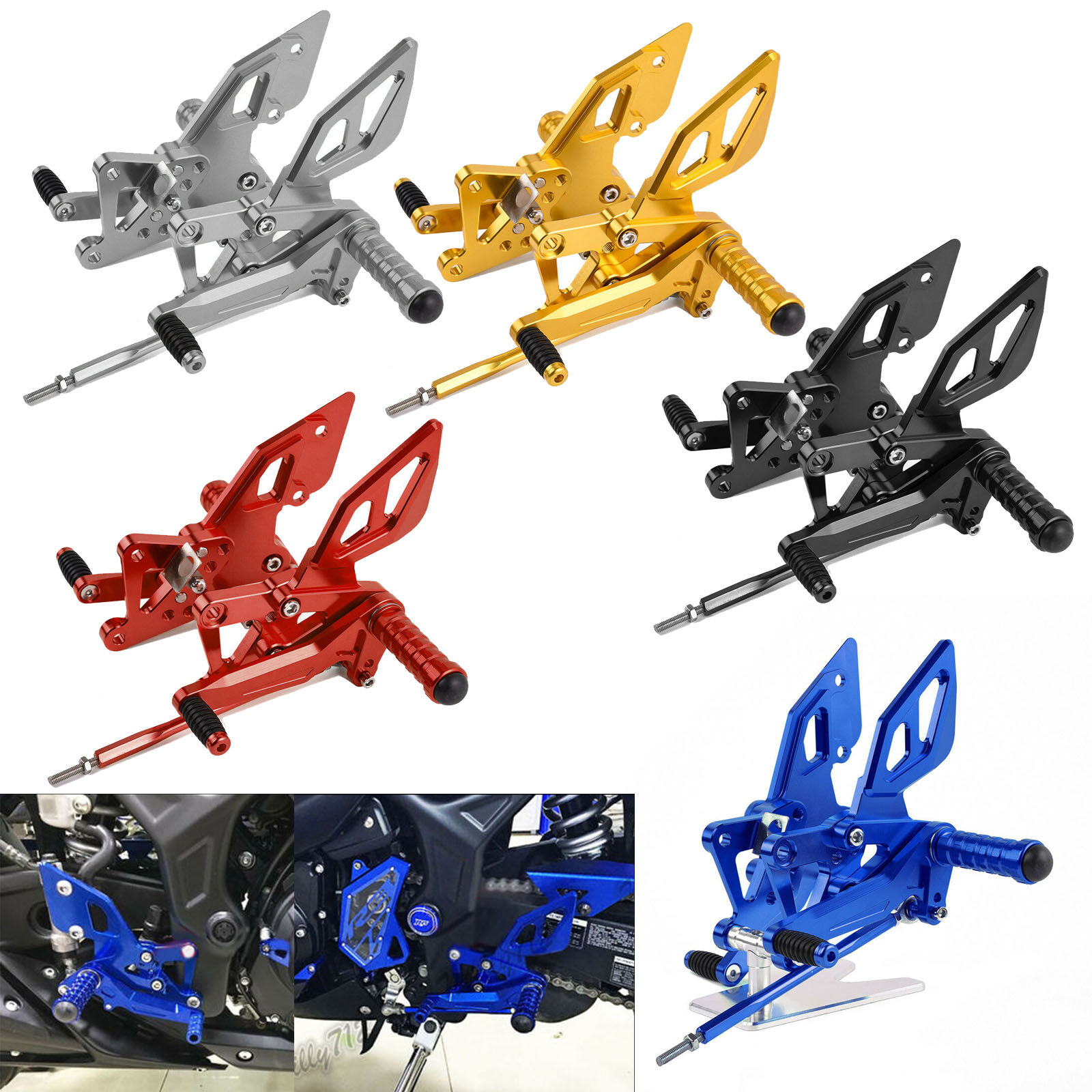 QMSTART Racing Motorcycle Parts Adjustable Rearset Footrests Drive Foot ...