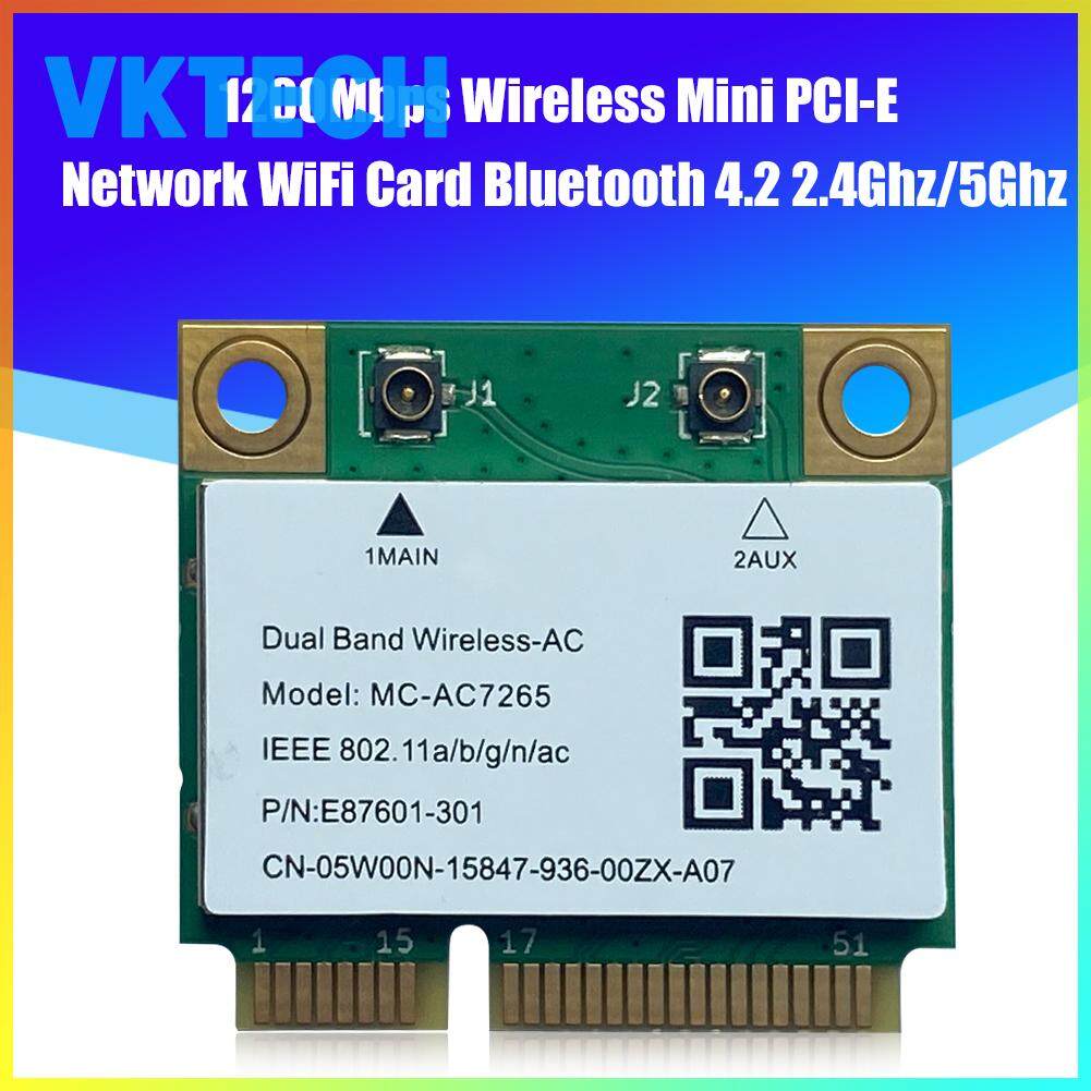 1200Mbps Wireless Mini PCI-E Network WiFi Card Bluetooth 4.2 2.4Ghz ...