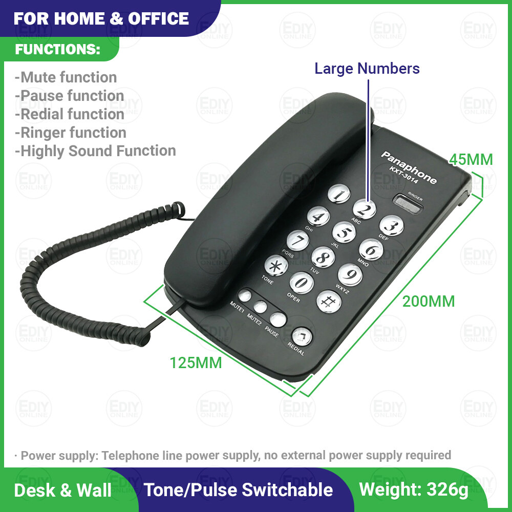 Home Office Corded Telephone Telefon Desk Table Wall Basic Landing Landline Line Pejabat Rumah ...