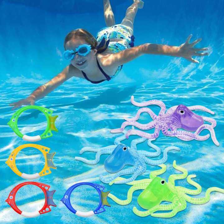 3 Pcs Diving Rings and Diving Octopuses Swimming Pool Diving Toy ...