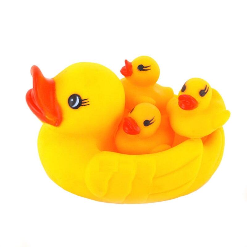 4PCS Yellow Rubber Duck Water Floating Children Water Toys Squeeze ...