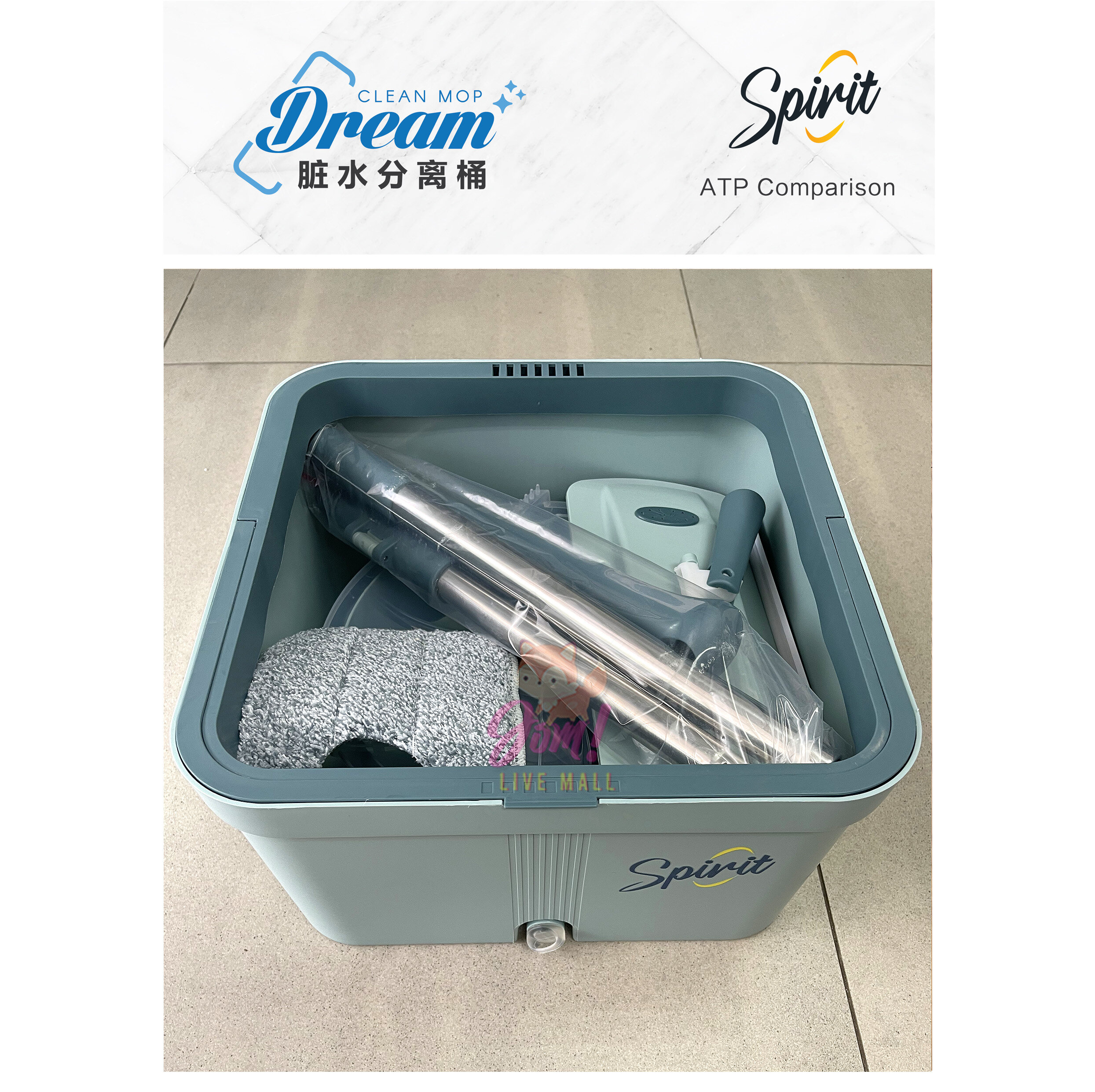 💧SPIRIT Dream Clean Mop💧 Dirty & Clean Water Separation Spin Mop 180 ...