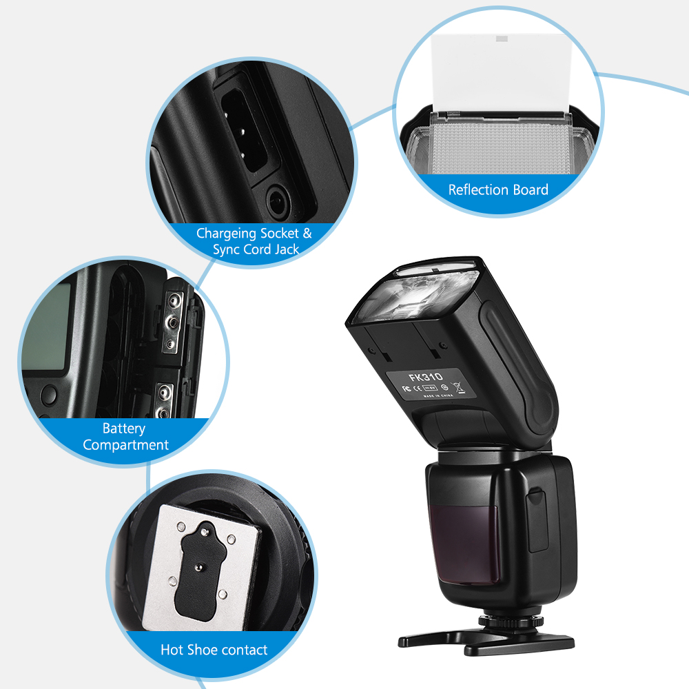 Universal Wireless Camera Flash Light Speedlite GN33 LCD Display for ...