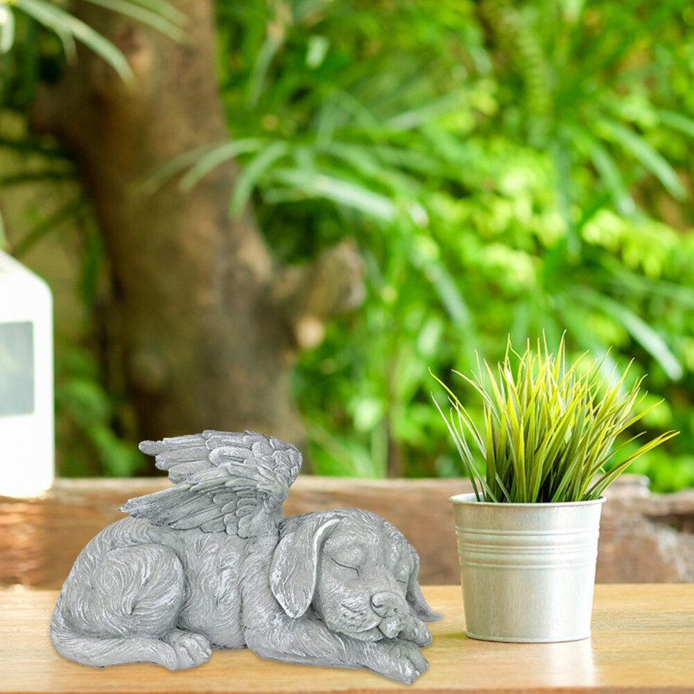 Angel Pet Statue Super Cute Sleeping Dog Cat Angel Wings ประติมากรรม ...