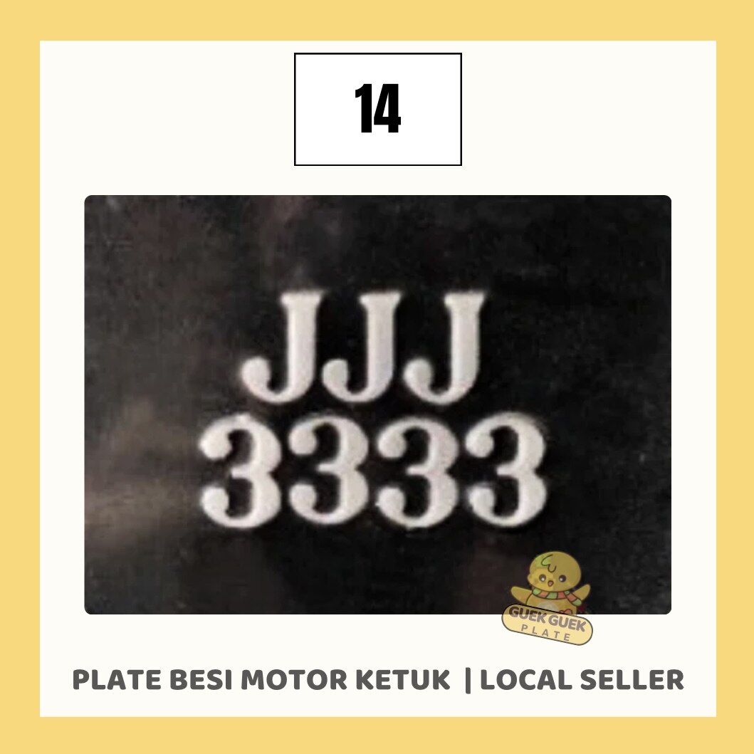PLATE BESI MOTOR KETUK V SHAPE/ FONT WARNA PUTIH/ NO PLATE MOTOR/BESI ...