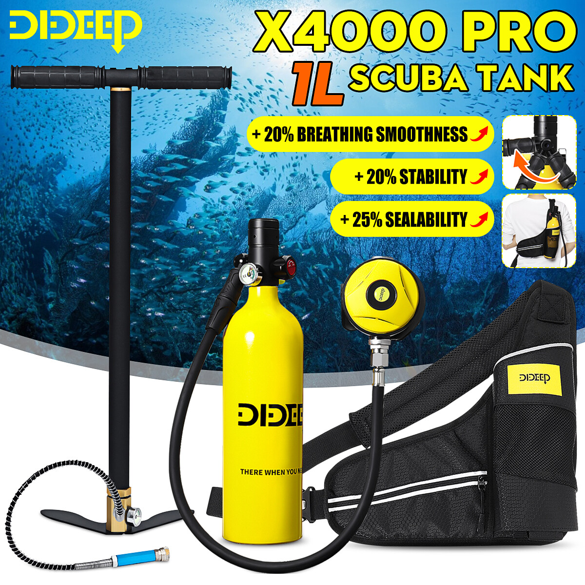 DIDEEP X4000Pro 1L Scuba Diving Tank ชุด Mini ออกซิเจนกระบอกหน้ากากถัง ...