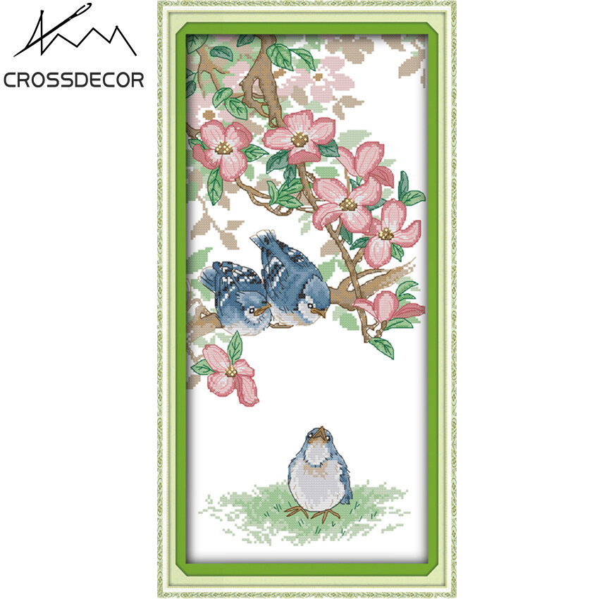 DIY Pre-printed Cross Stitch Set The Blue Bird Animal Pattern Cotton ...