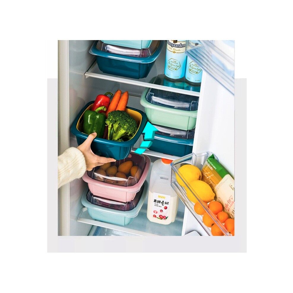 Double Layer Drain Food Container Washing Vegetable Fruit Basket Washer ...