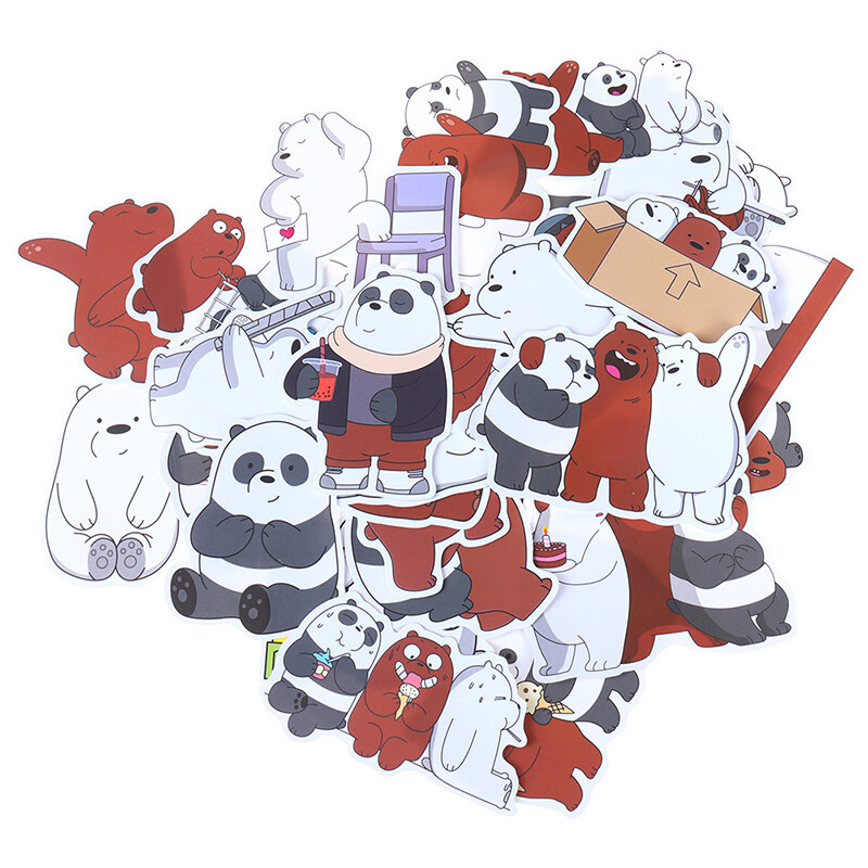 BAIK 36Pcs We Bare Bears Skateboard Stickers Vinyl Laptop Luggage Phone ...