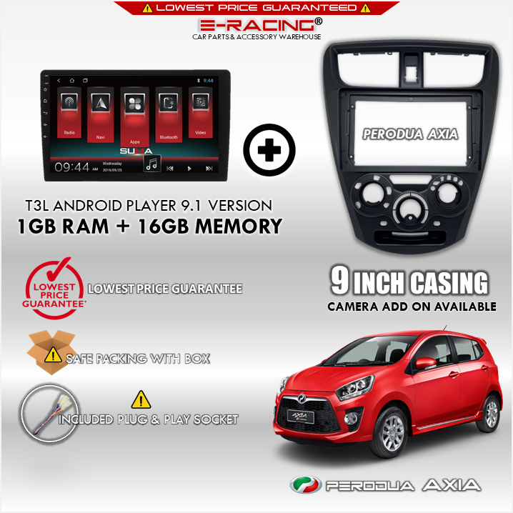 Perodua Axia SUMA 9" Inch Player + Casing (Set) Mirrorlink Android 9.0 ...