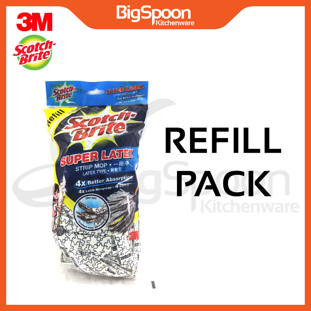 3M SCOTCH-BRITE Set/Refill Super Latex Mop Super Absorbent Strip Mop ...