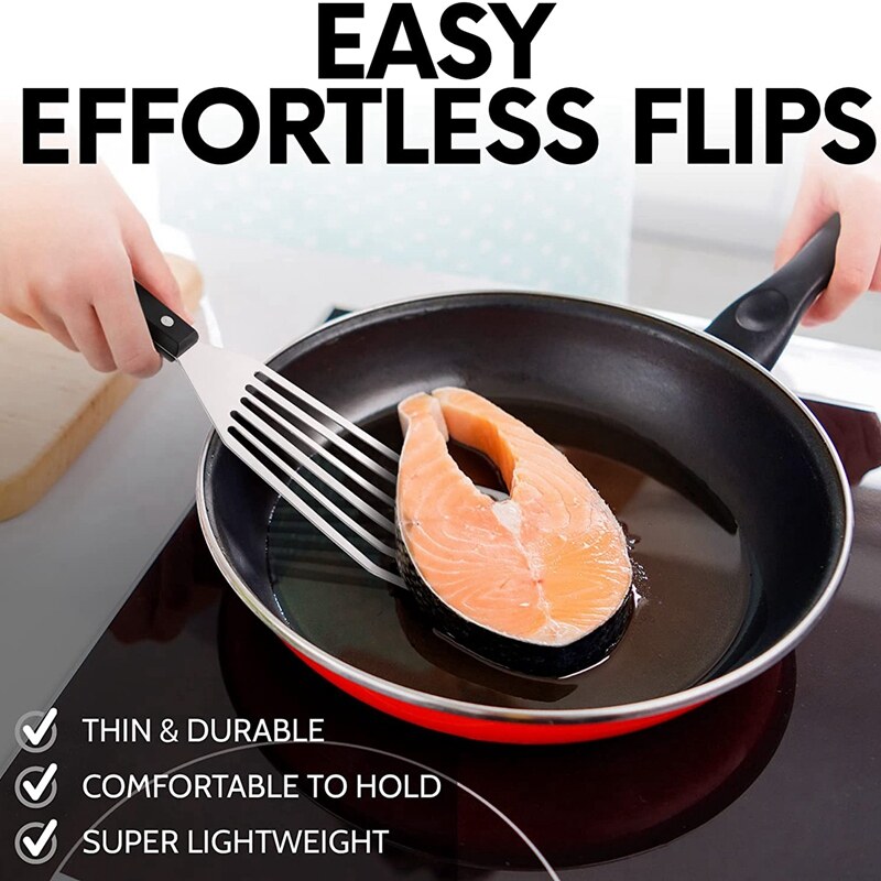 12.4Inch Fish Spatula- Slotted Fish Turner Spatula with Sloped Head ...