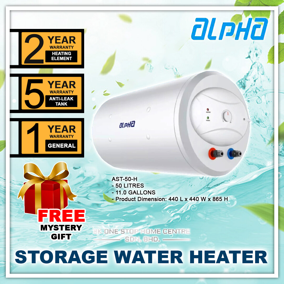 Alpha Electric Storage Water Heater Horizontal 50L AST-50H | Lazada