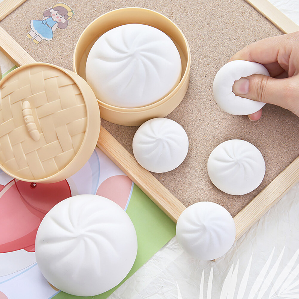 Simulation Squeeze Steamed Stuffed Bun Squishy Funny Sensory Fidget Toy ...