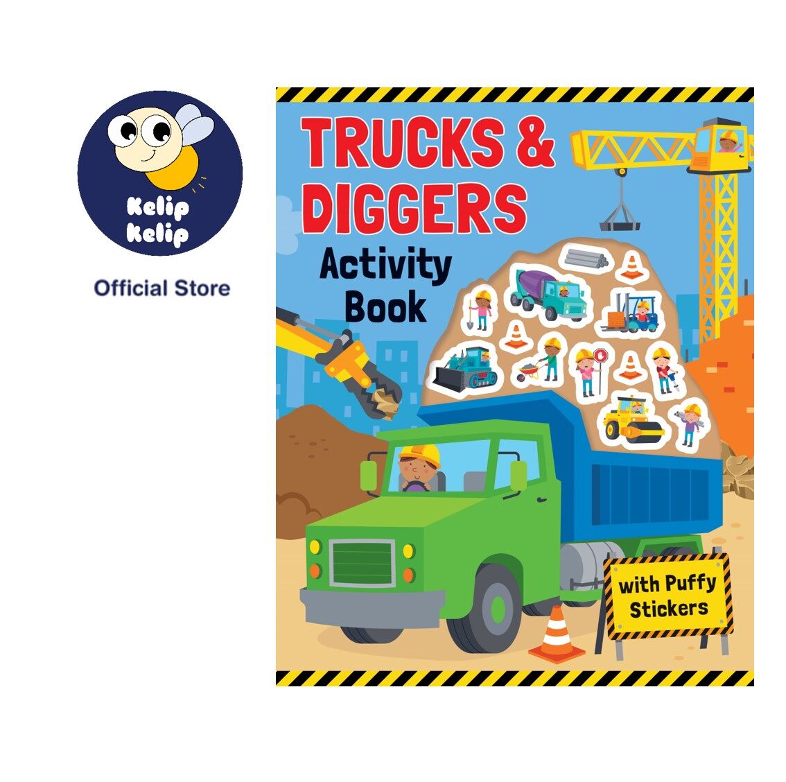 Trucks & Diggers Puffy Stickers Colouring Book with Construction ...