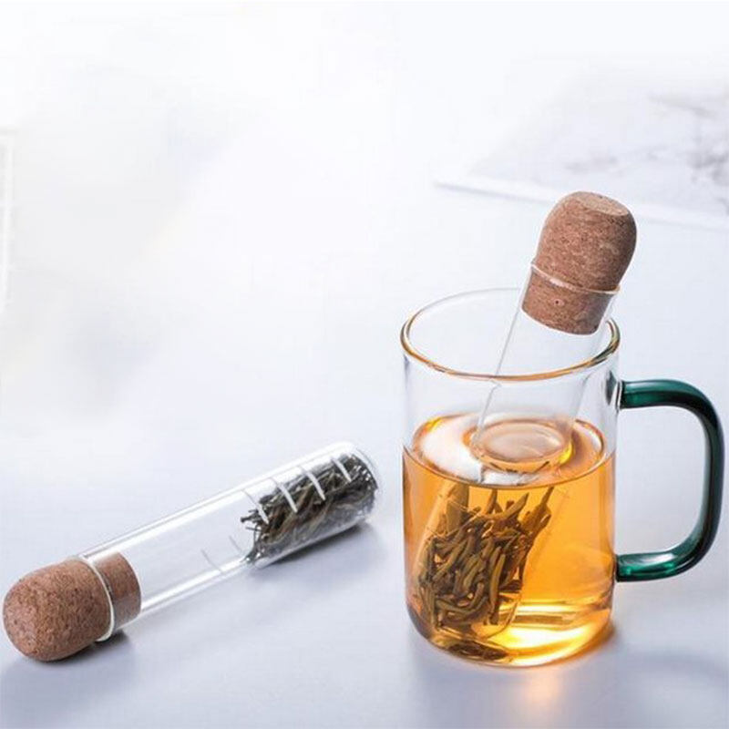 WORE Cork Glass Bottle Transparent Tea Strainer Mini Empty Bottle Tea ...