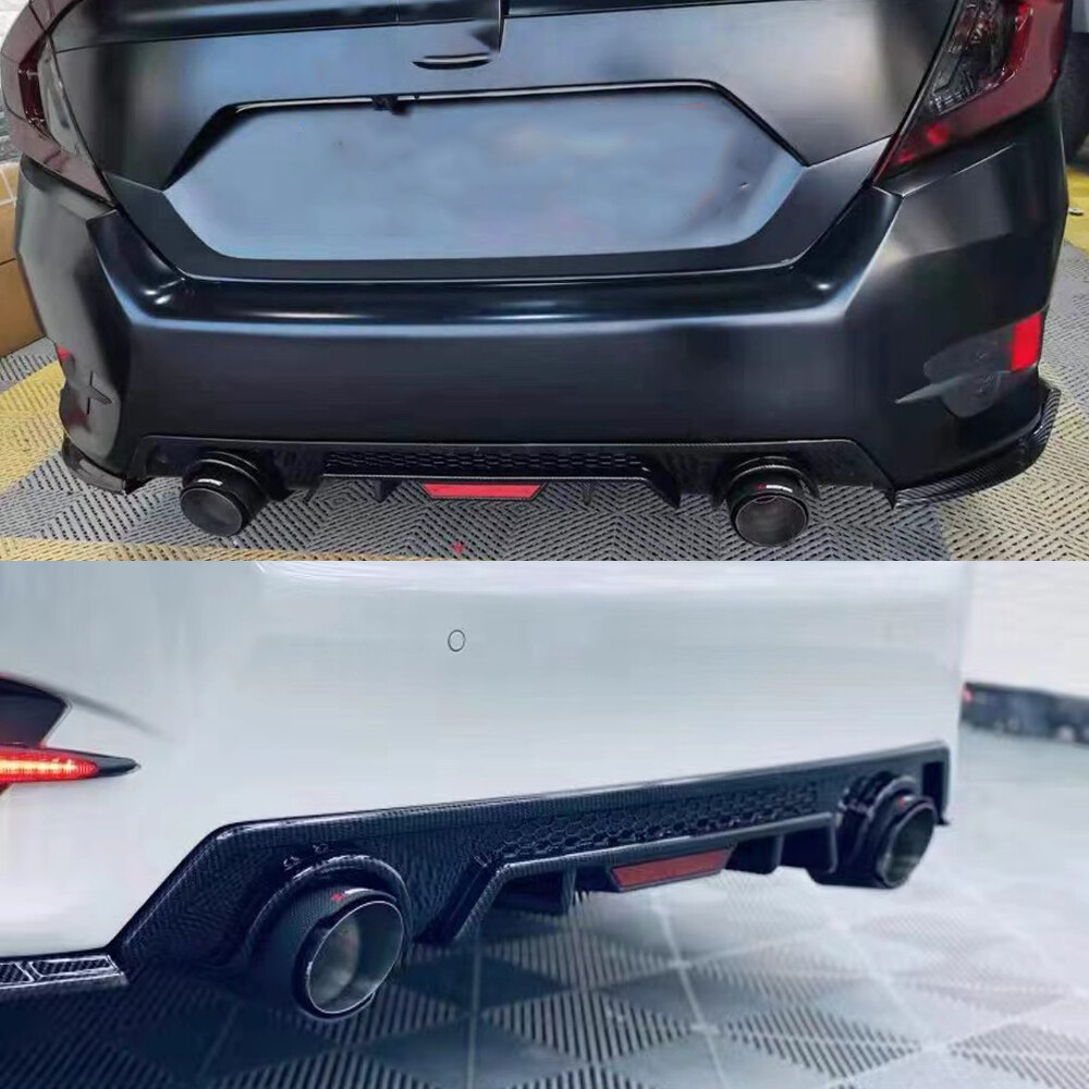 กันชนหลัง Diffuser ริมฝีปากท่อไอเสียสำหรับ Honda Civic 10th Gen 2016 ...