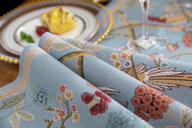 Retro jacquard bird floral beads polyester cotton household table ...