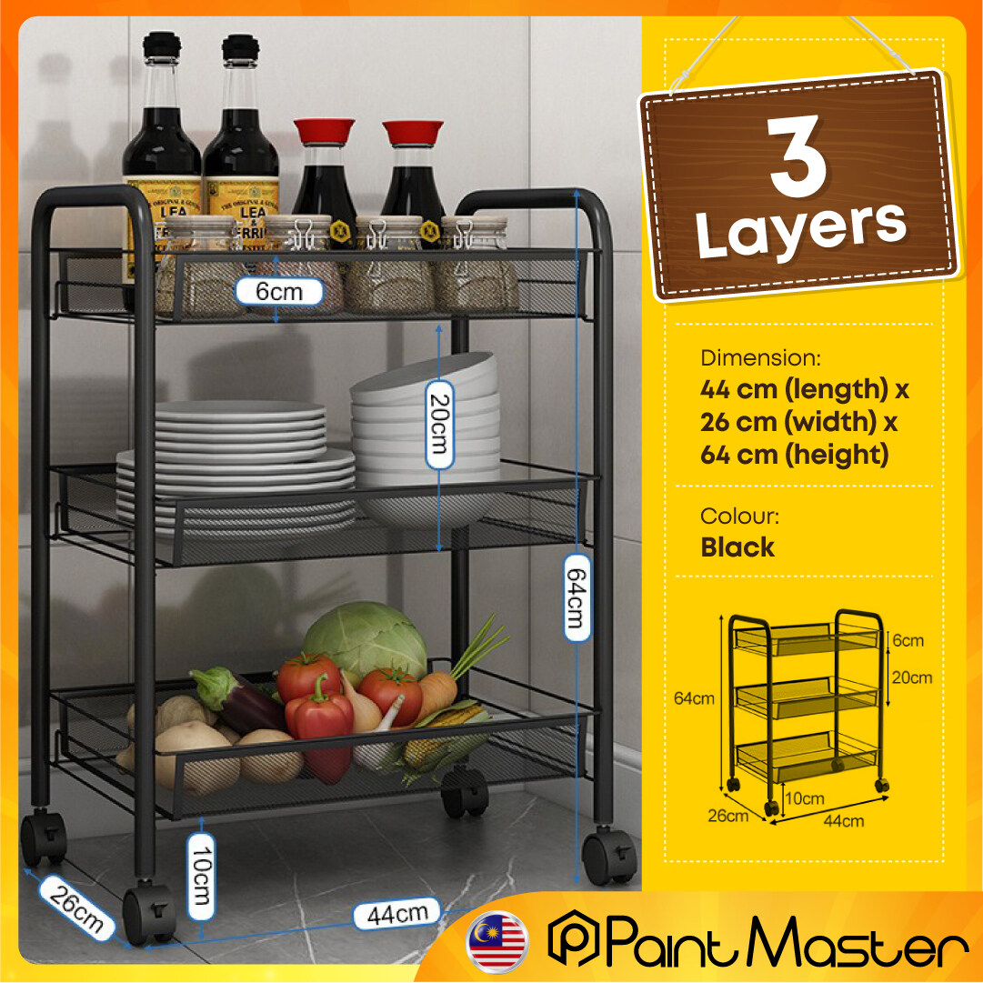 *Ready Stock* 3 4 5 Tier Trolley Multipurpose Home Storage Rack Kitchec ...