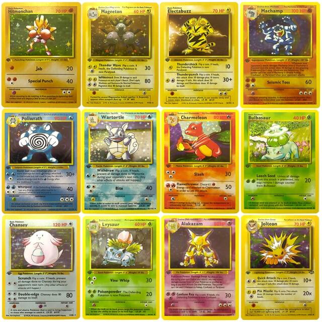 11Pcs 1996 First Edition Pokemon Flash Cards Charizard Blastoise ...