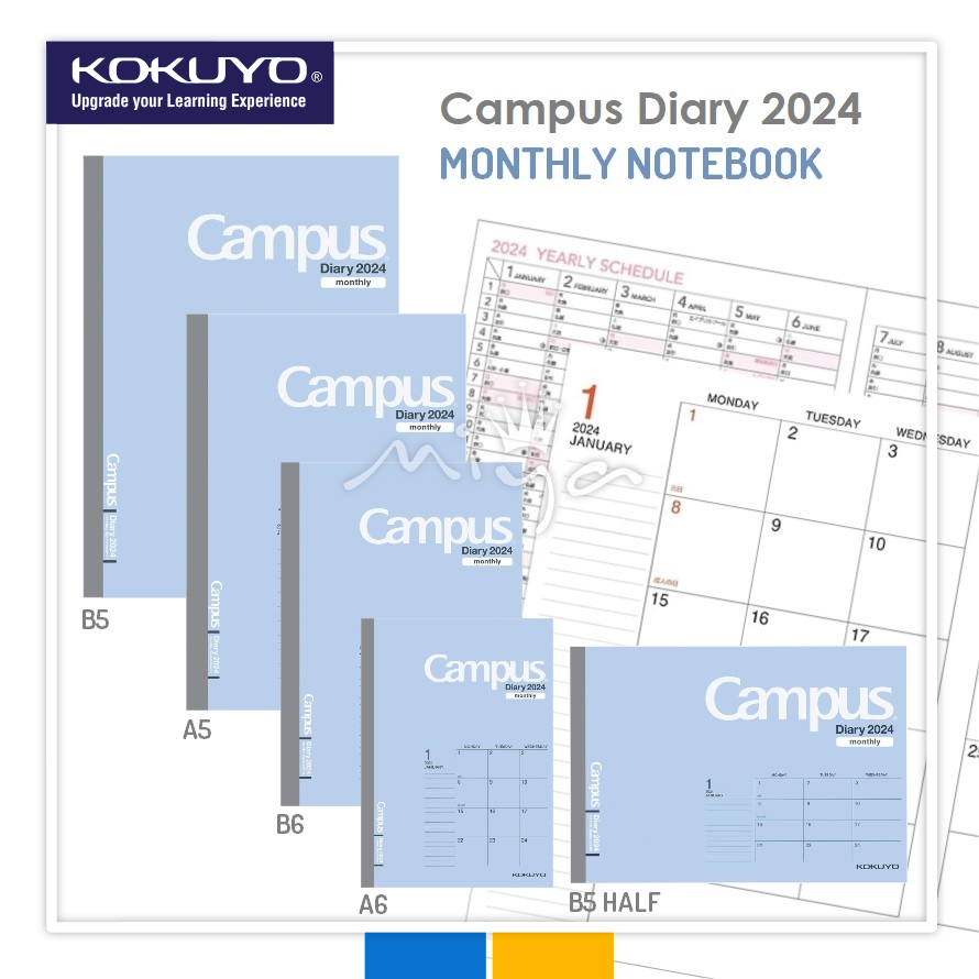 KOKUYO CAMPUS MONTHY SCHEDULE DIARY 2024 - B5/A5/B6/A6 | Lazada