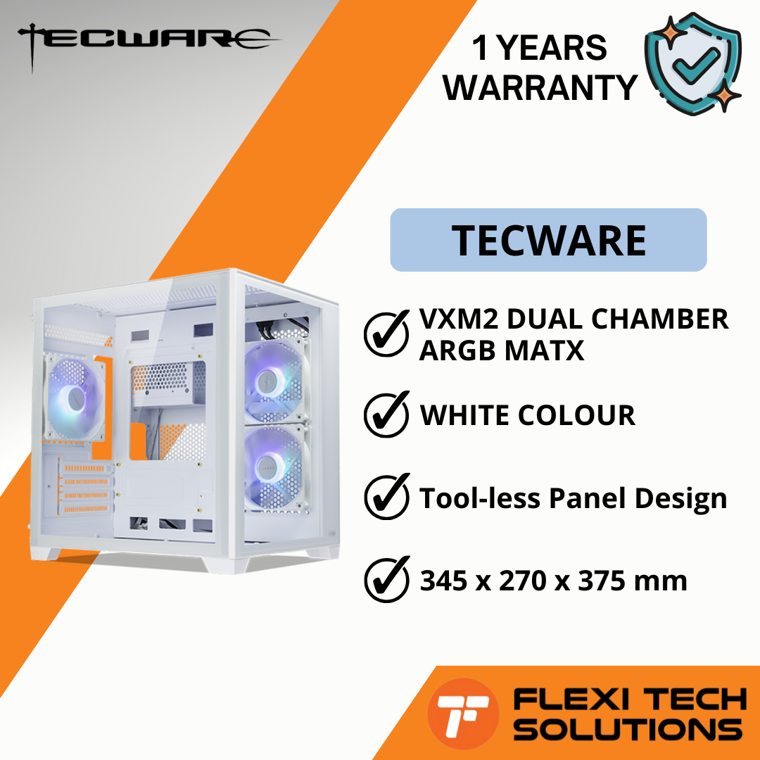 Flexi Tech TECWARE VXM2 Dual Chamber ARGB MATX Gaming PC Desktop Case ...