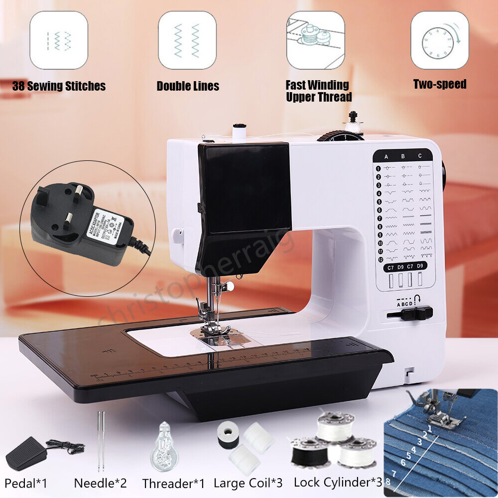 🔥🔥CHRIS 38 Stitches Mini Upgraded Sewing Machine Electric Double Thread ...