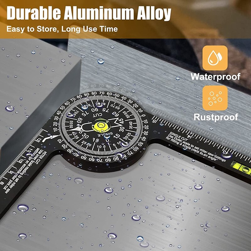 Miter Saw Protractor Rustproof Aluminum Angle Finder Gauge with Ruler ...