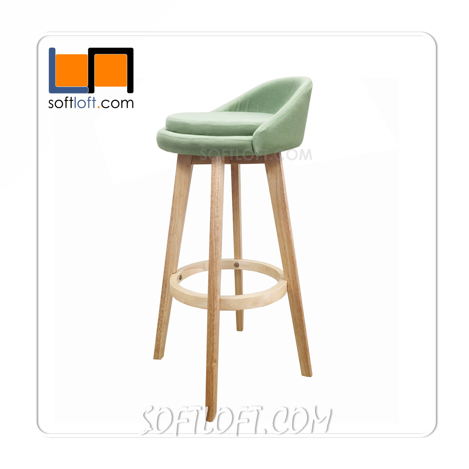 SoftLoft Christina Saddle Bar Stool A Solid Rubber Wood With Fabric Cushion Dining Tall High ...