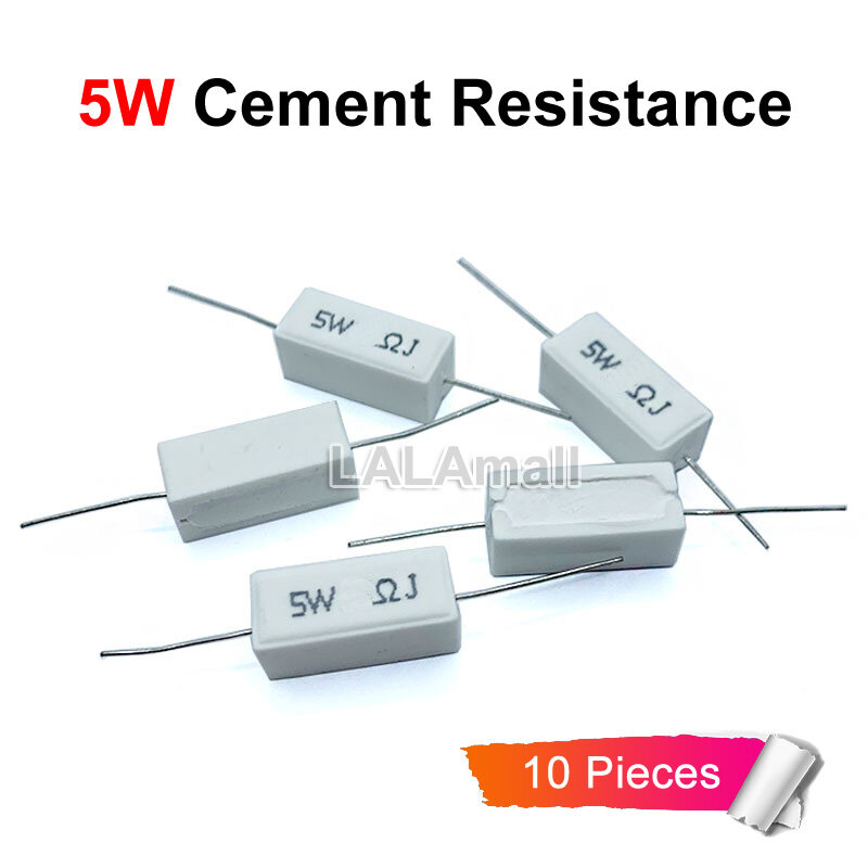10pcs/lot 5W Cement Resistor 10K 12K 15K 18K 20K 22K 27K 30K 33K 39K ...