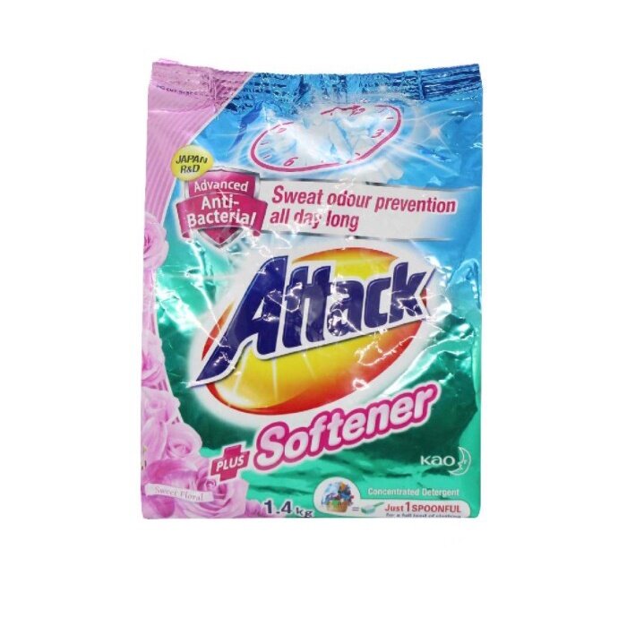 Attack Detergent Powder Plus Softener / Sabun Serbuk / 14kg/1.6kg for Laundry Ultra Power ...
