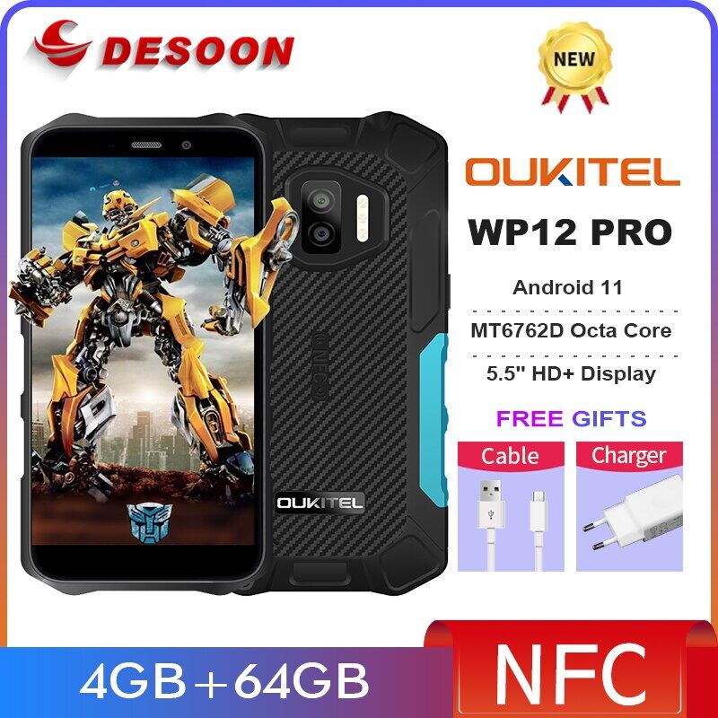 Oukitel โทรศัพท์มือถือ WP12 Pro,สมาร์ทโฟนหน้าจอ5.5นิ้ว HD + IP68 IP69K แปดคอร์กันน้ำ4GB 64GB แอน ...