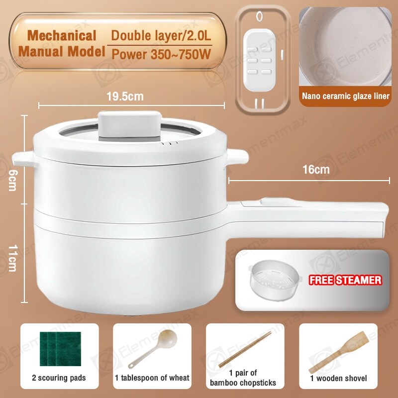 Multi-Function Cooker Non Stick Cooker Cooking Pot 2.0L Pan with ...