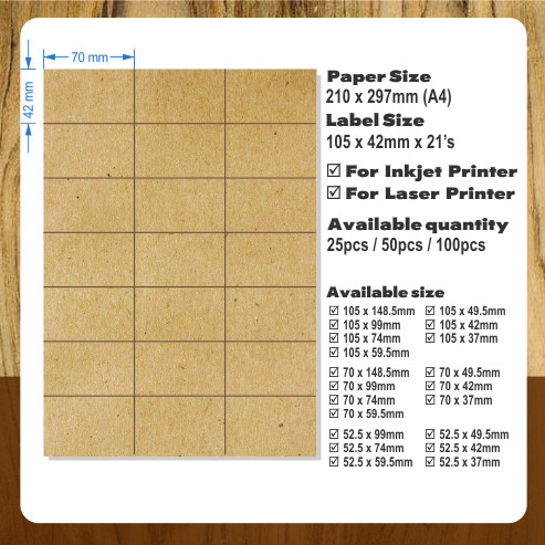 A4 Blank Kraft Sticker / A4 Kraft Sticker (100 sheets)- Pre-cut Ready ...