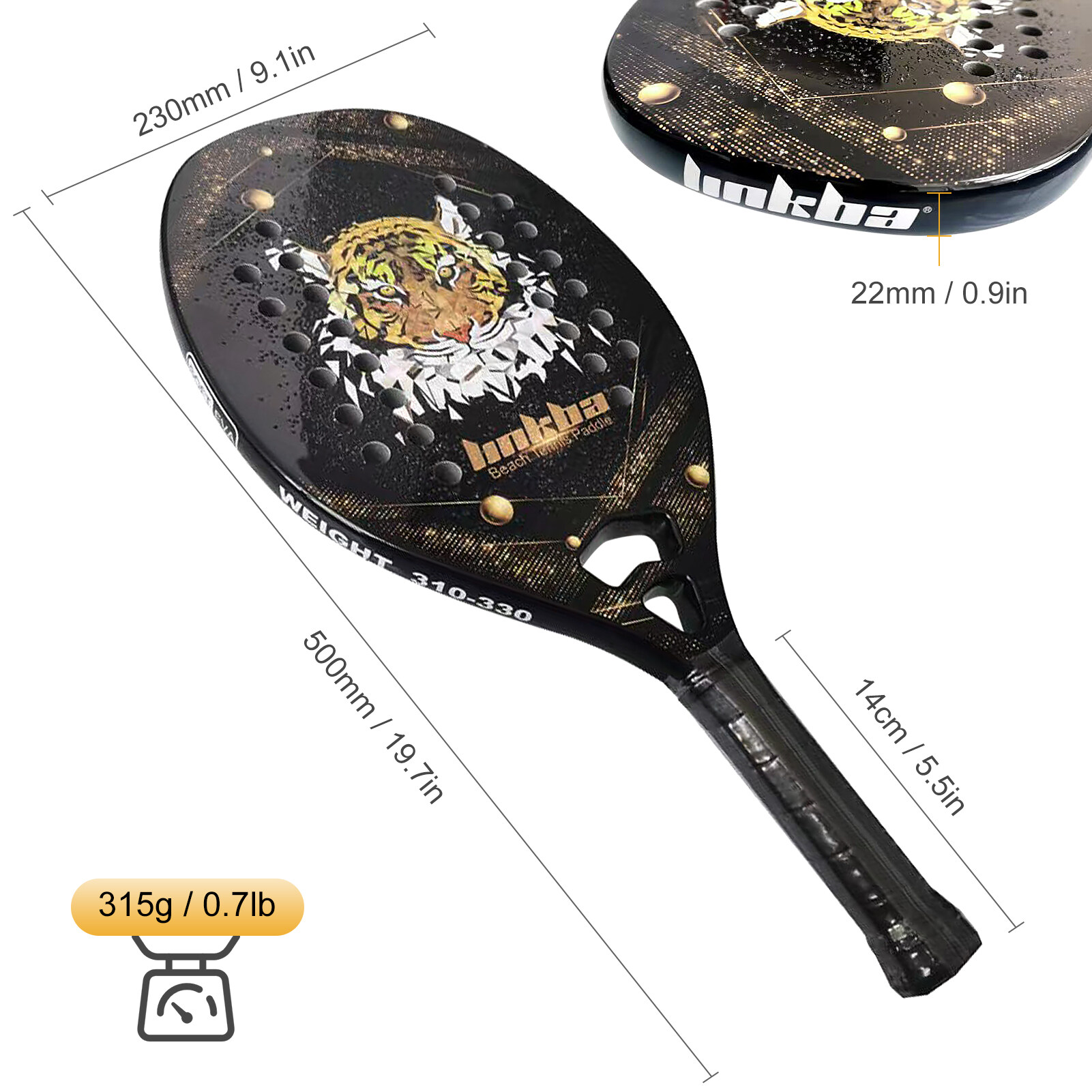 Beach Tennis Racket with Ergonomic Cushion Grip for Indoor and Outdoor ...