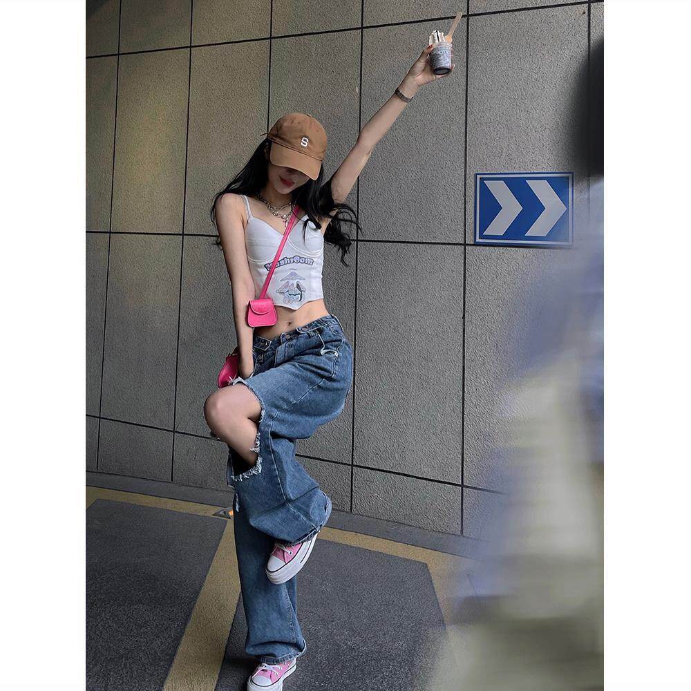 COCONI กางเกงยีนส์เอวสูงขาดๆสุดเซ็กซี่,กางเกงยีนส์ผู้หญิงสไตล์เกาหลี ...