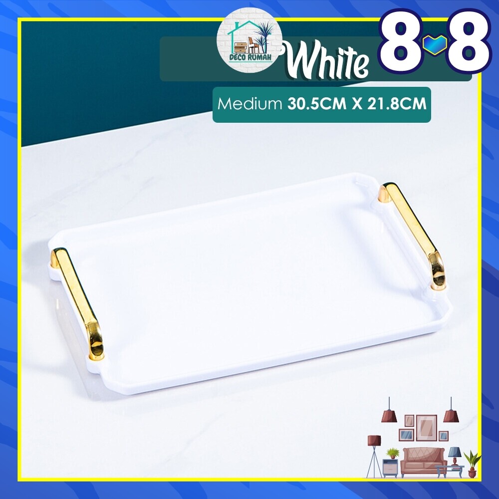DR} Dulang Plastik Moden Cantik Berkualiti Tea Tray With Gold Handle ...