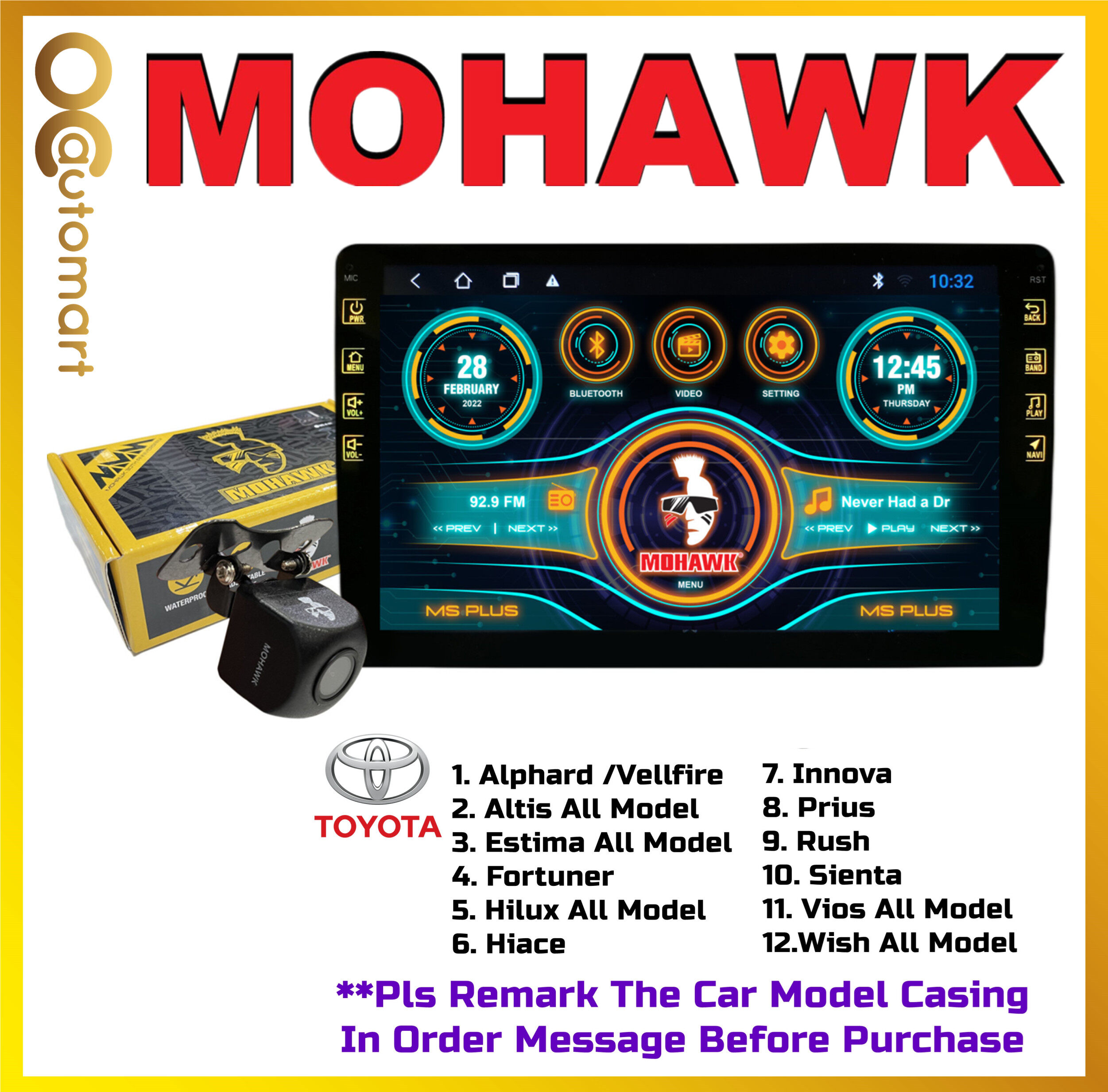 Free Reverse Camera Mohawk MS Plus Series Car Android Player QLED 1+32 ...