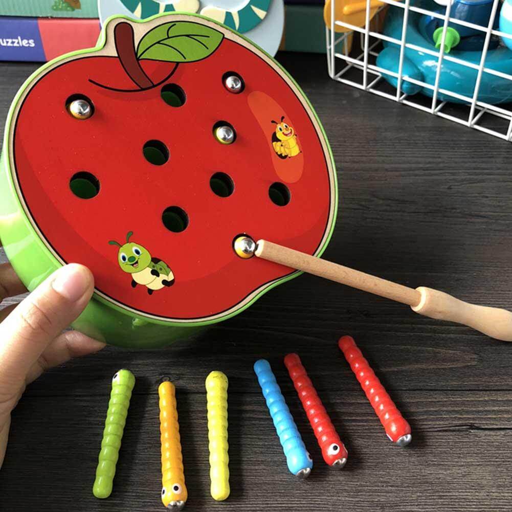 Capture Worm Magnetic Wooden Toy Kid Educational Intelligence ...