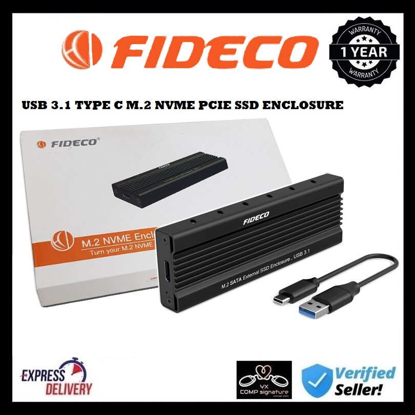FIDECO USB 3.1 TYPE C M.2 NVME PCIE SSD ENCLOSURE [ MR167BK ] | Lazada