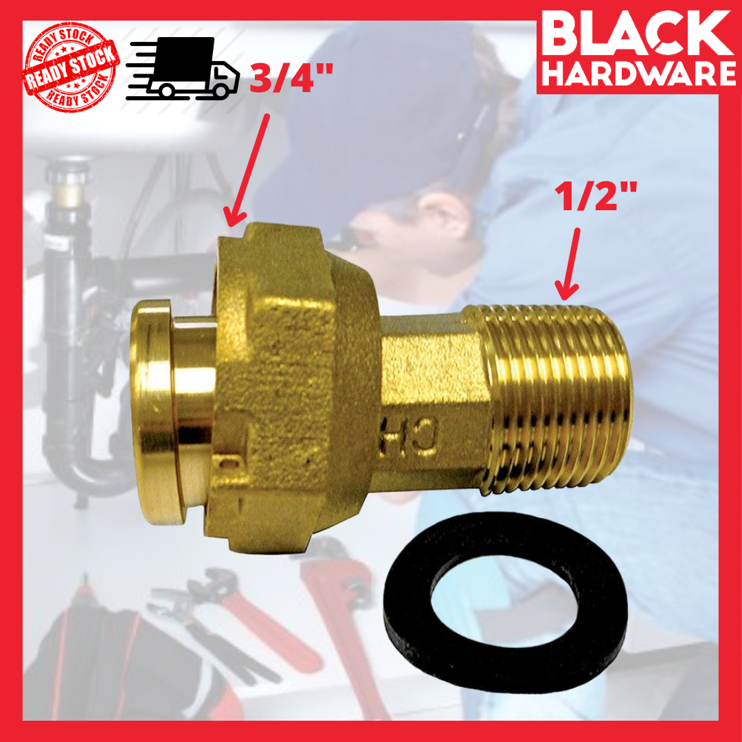 BLACK HARDWARE Brass Water Penyambung Meter Main PIPE Paip Air Rumah ...