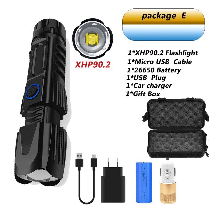 Most Powerful XHP90.2 LED Flashlight XH50 XLamp Tactical Waterproof ...