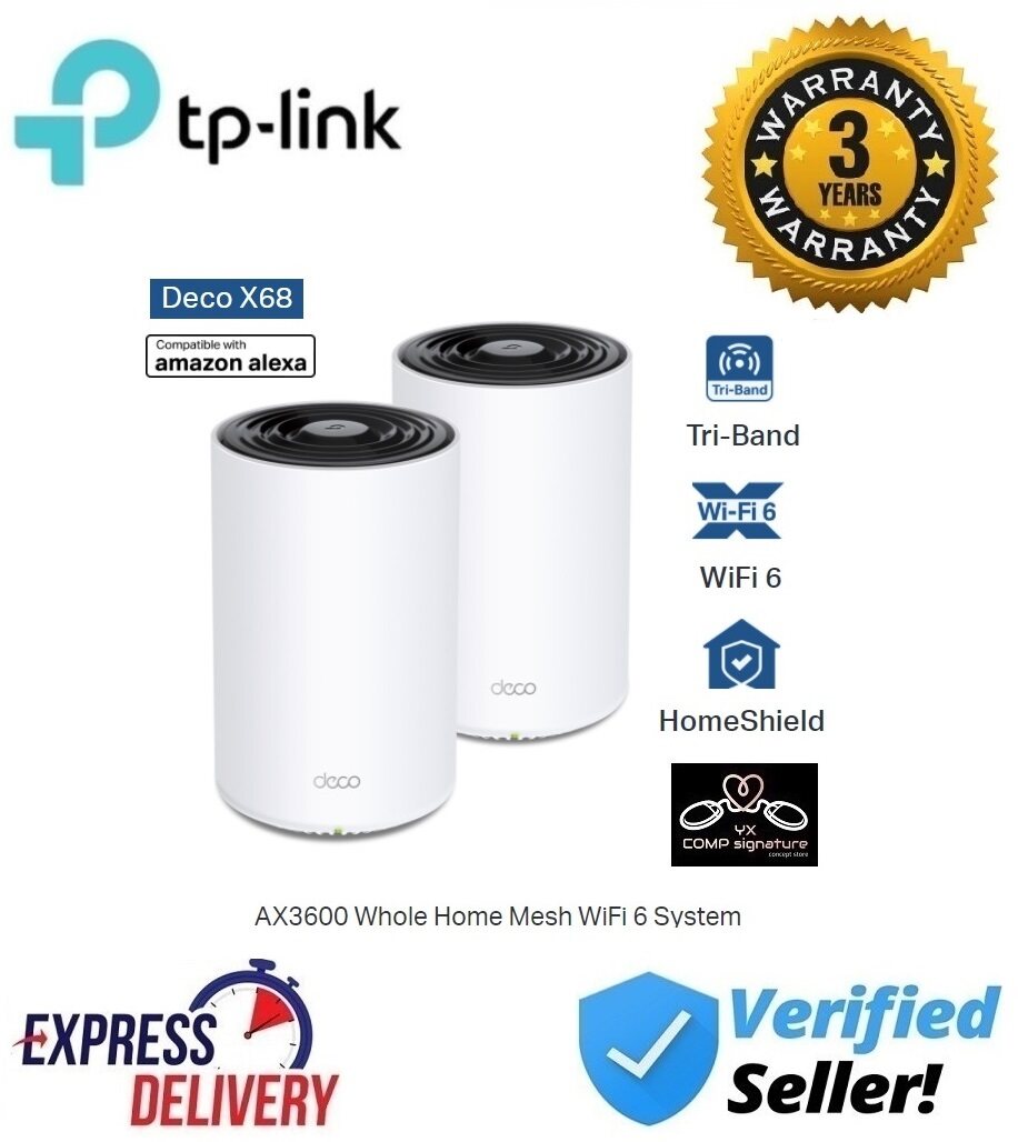 TP-Link Deco X68 - AX3600 Whole Home Mesh WiFi 6 System ( 2-Pack / 3 ...