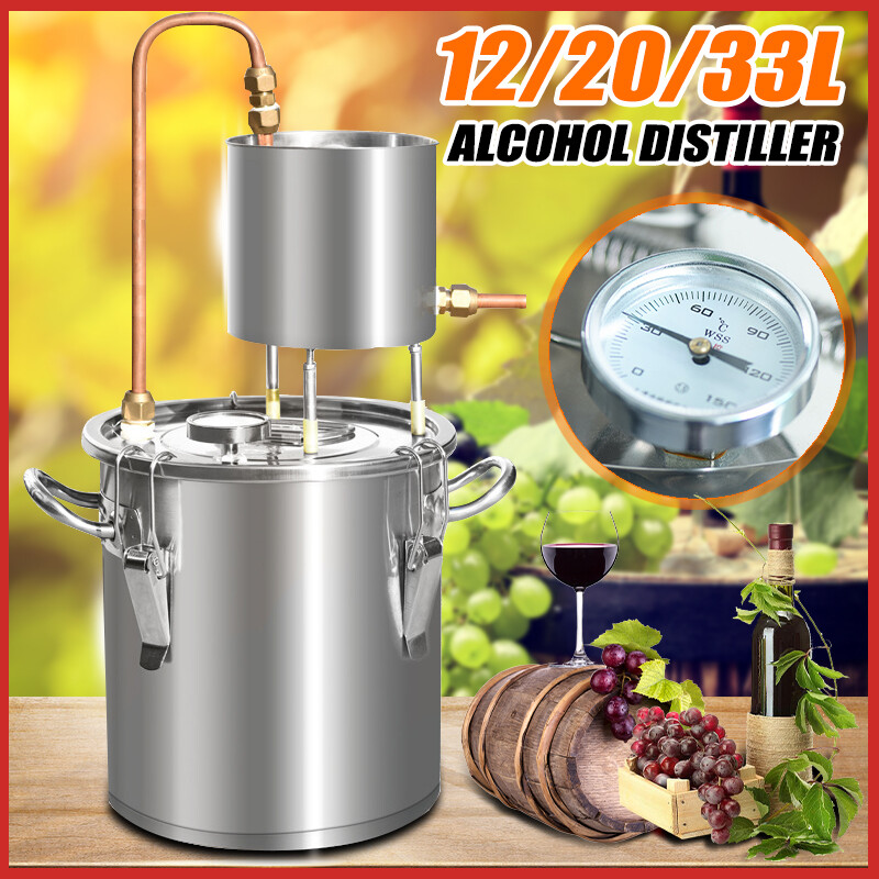 12L/20L/33L Copper Tube Moonshine Still Spirits Kit Water Alcohols ...
