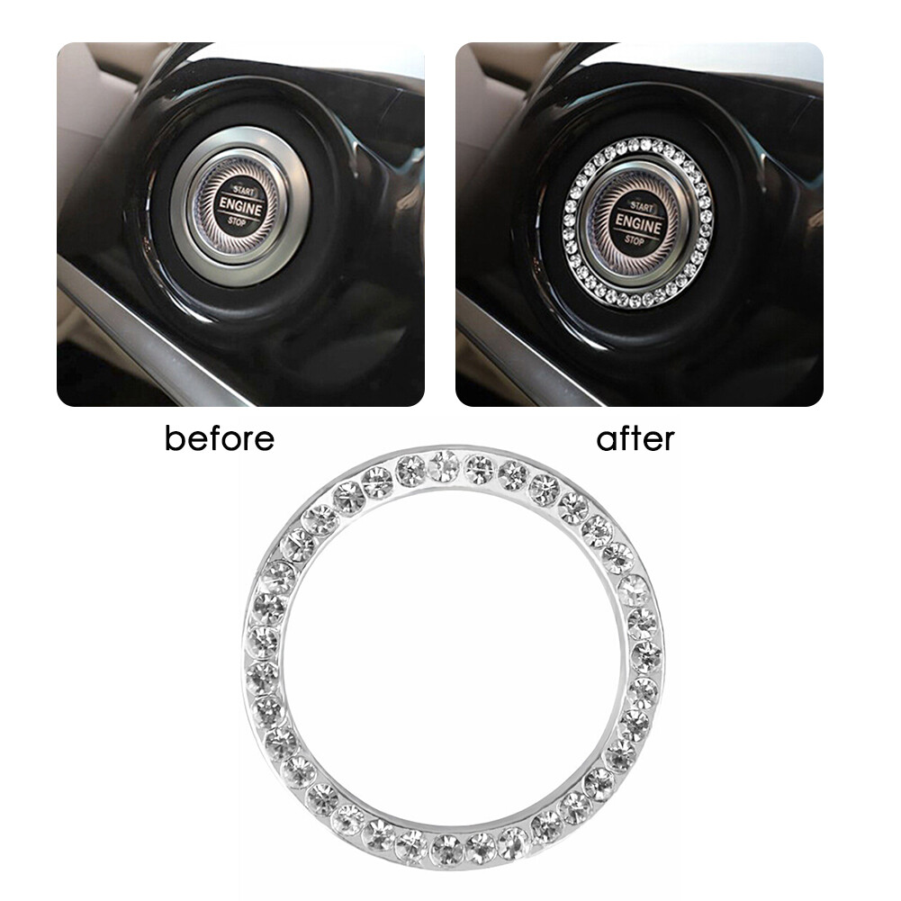 Crystal Rhinestone Car Bling Ring Emblem Sticker Car Interior ...
