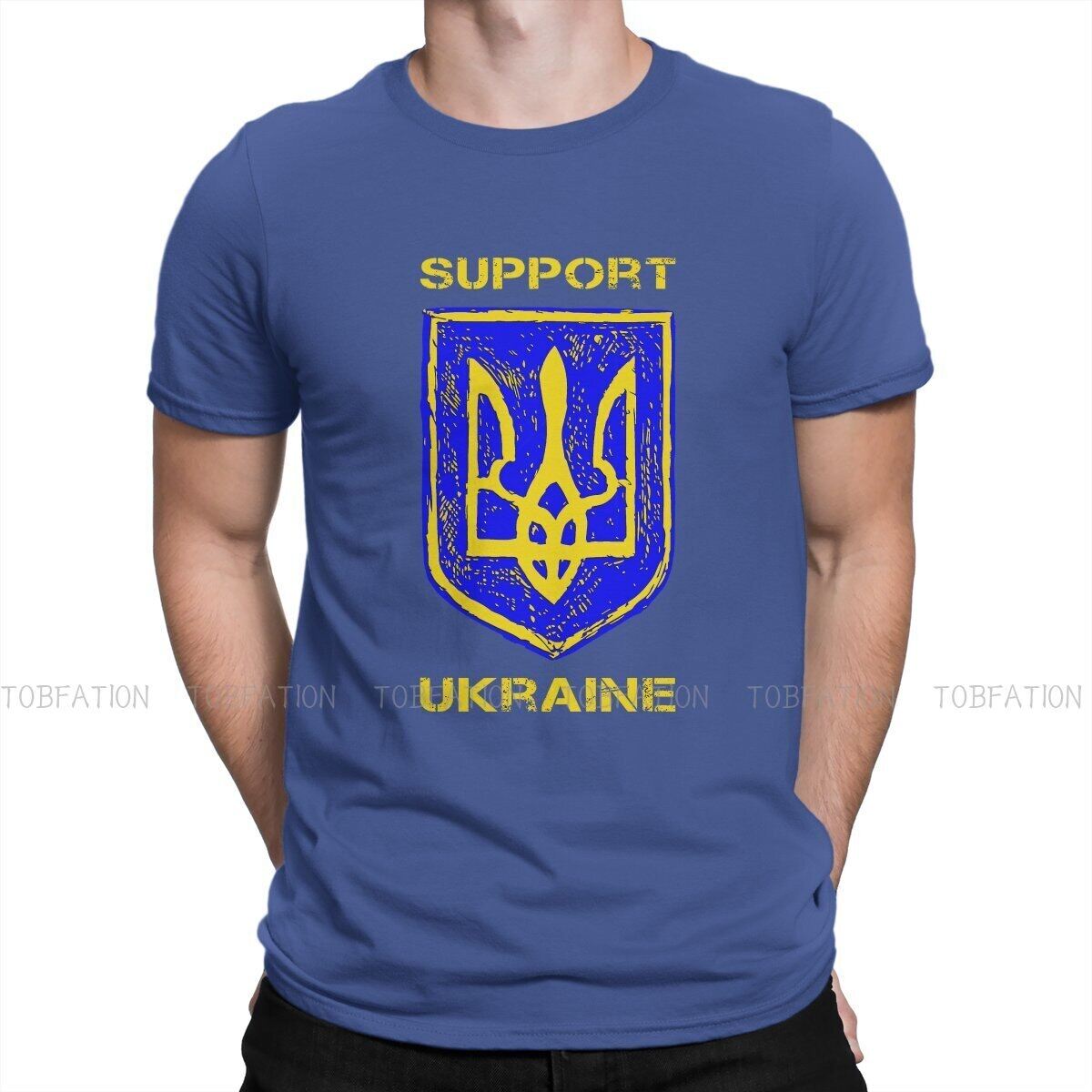 Support Ukraine Trident Round Collar TShirt Ukrainian Russian War Pure ...