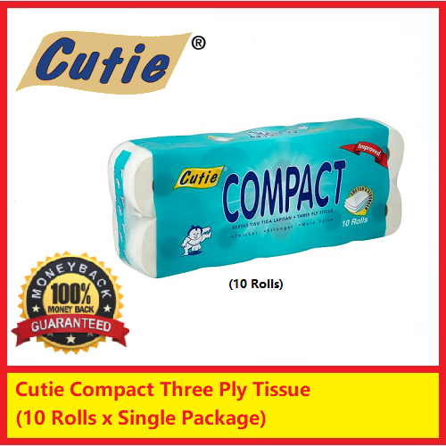 [Ready Stock] Cutie Compact 2 Ply Tissue 10 Rolls Toilet Paper Tissue Paper | Lazada