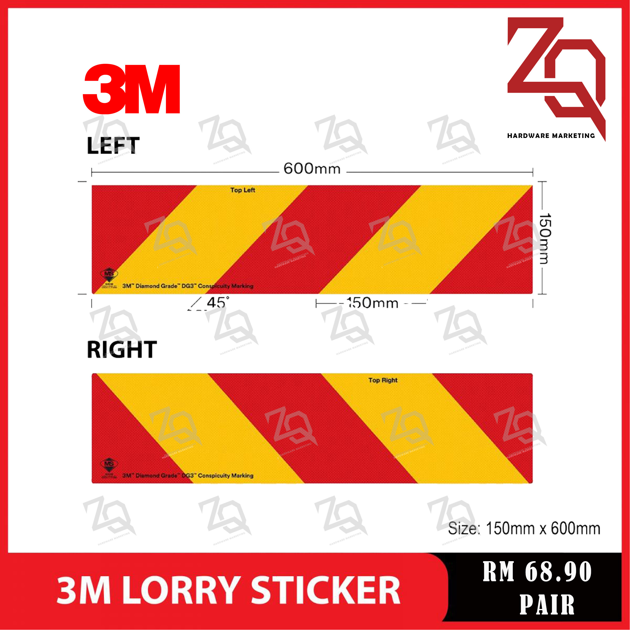3M Lorry Sticker/Sticker Lori/3M reflective sticker/sticker red yellow ...