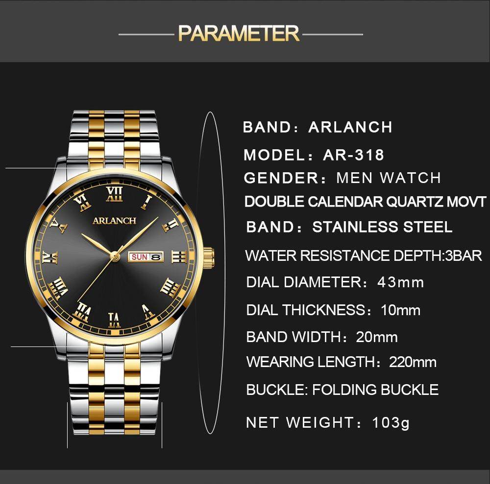 Arlanch 318 แฟชั่นผู้ชายธุรกิจหรูหรานาฬิกาสแตนเลสนาฬิกาควอทซ์กันน้ำ ...