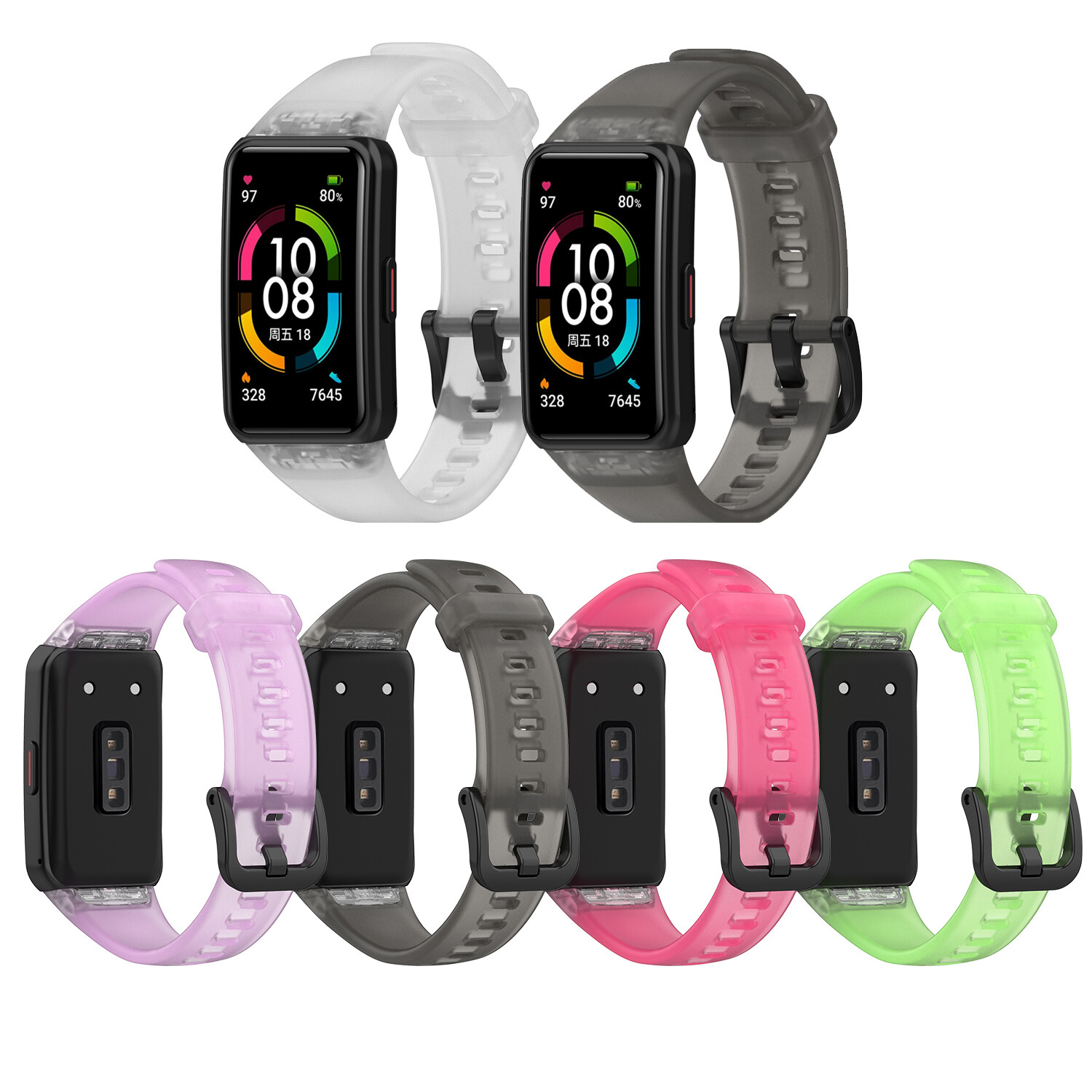 Transparent Silicone Waterproof Strap Band For Huawei Band 6/Honor Band ...